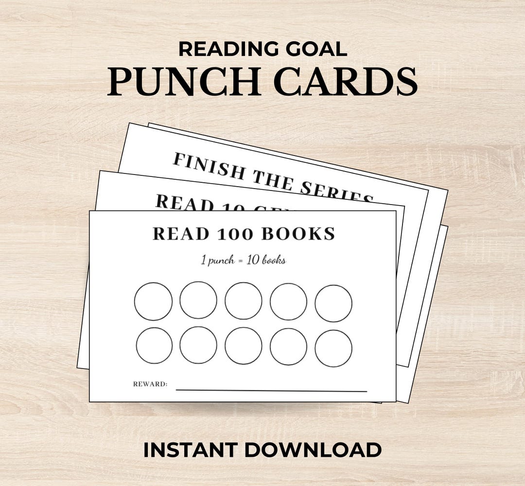 Reading Challenge Punch Cards Printable | Reading Tracker | Book ...