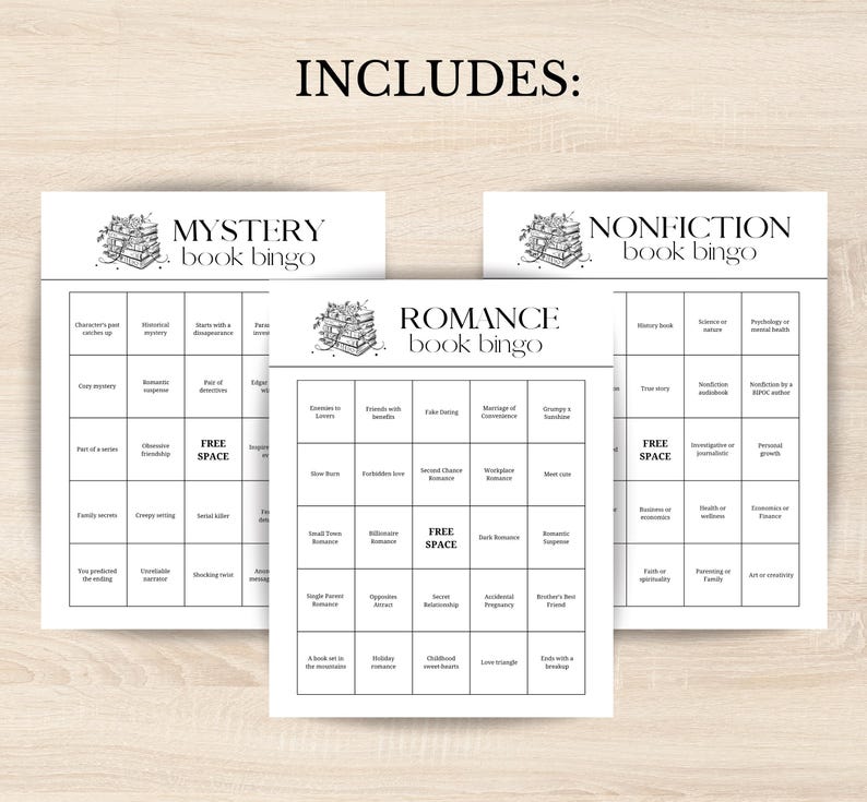 Genre Book Bingo Printable Set | Romantasy Reading Challenge | Book ...