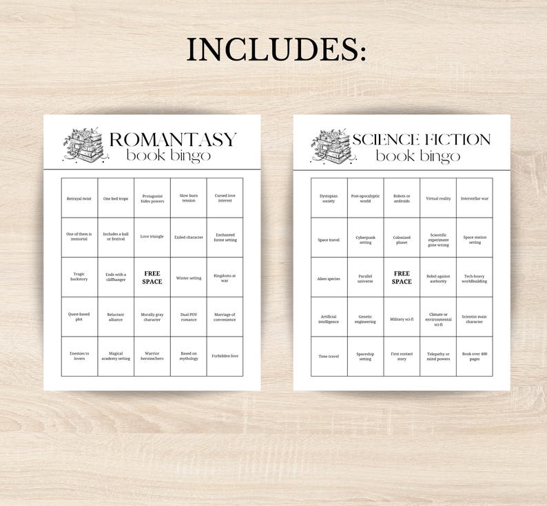 Genre Book Bingo Printable Set | Romantasy Reading Challenge | Book ...