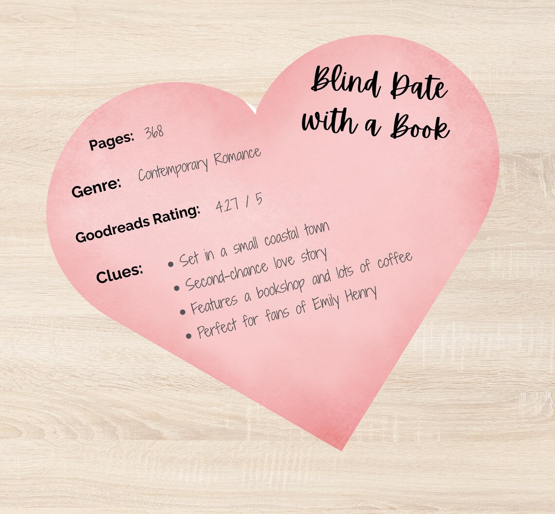 Valentine's Day Blind Date With a Book Tag Printable | Genre, Clues ...