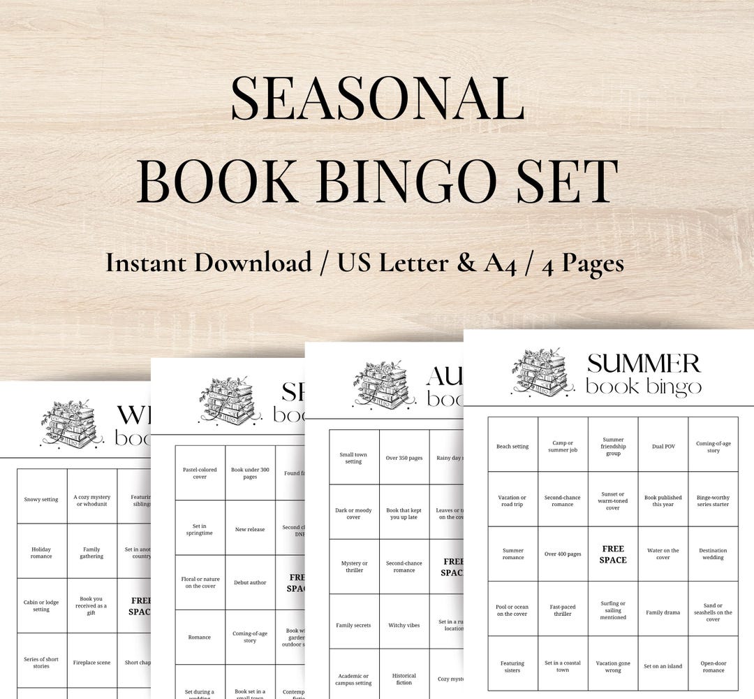 Seasonal Book Bingo Printable | Spring Summer Fall Winter Reading ...
