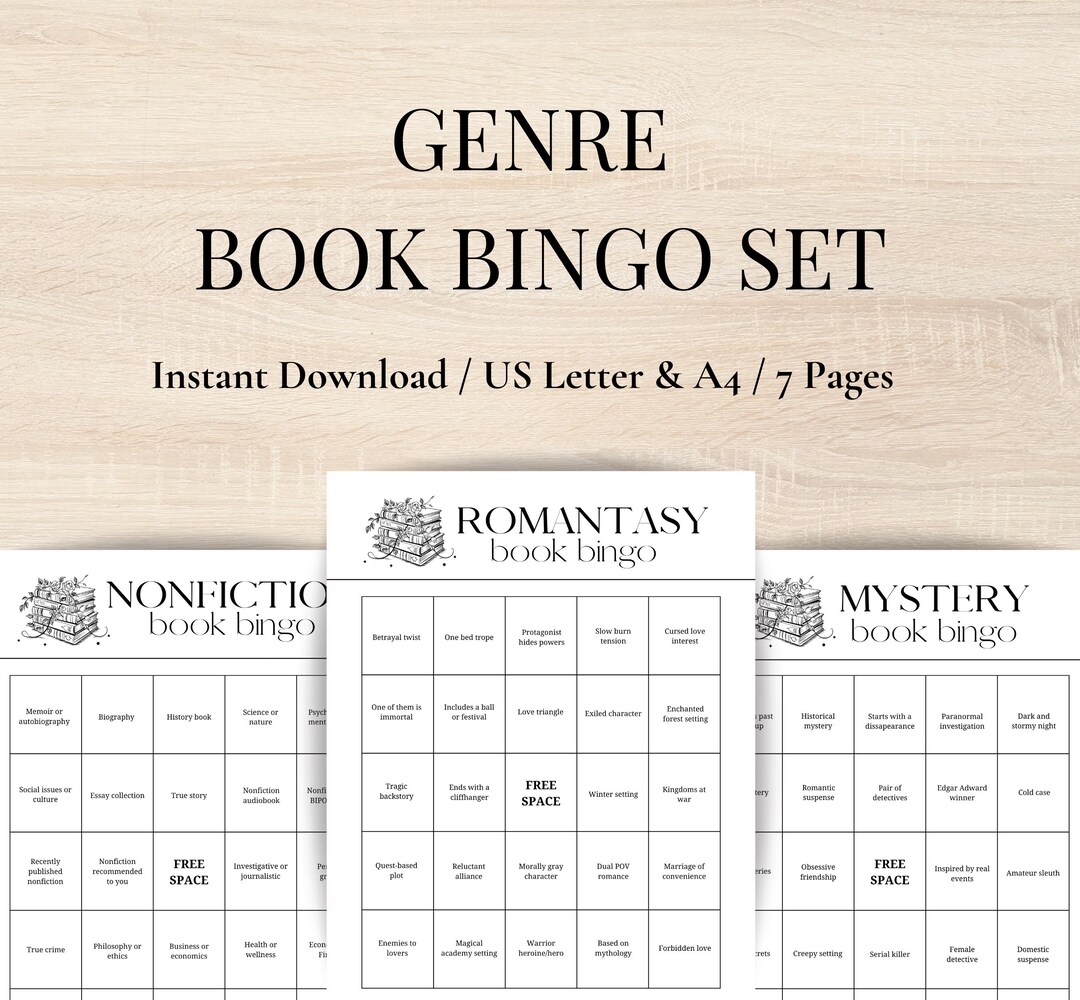 Genre Book Bingo Printable Set | Romantasy Reading Challenge | Book ...