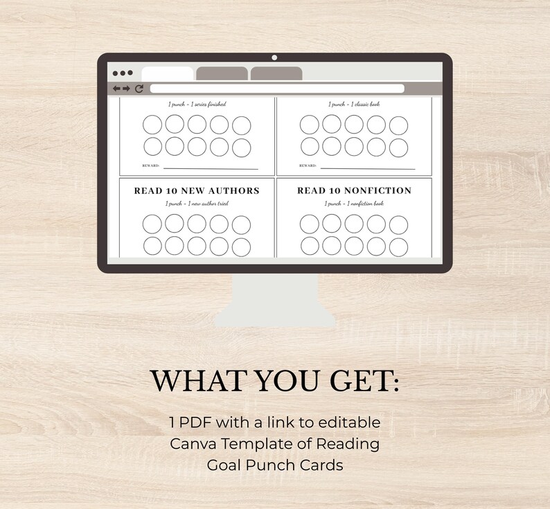 Reading Goal Punch Cards | Editable Canva Template (digital Download ...