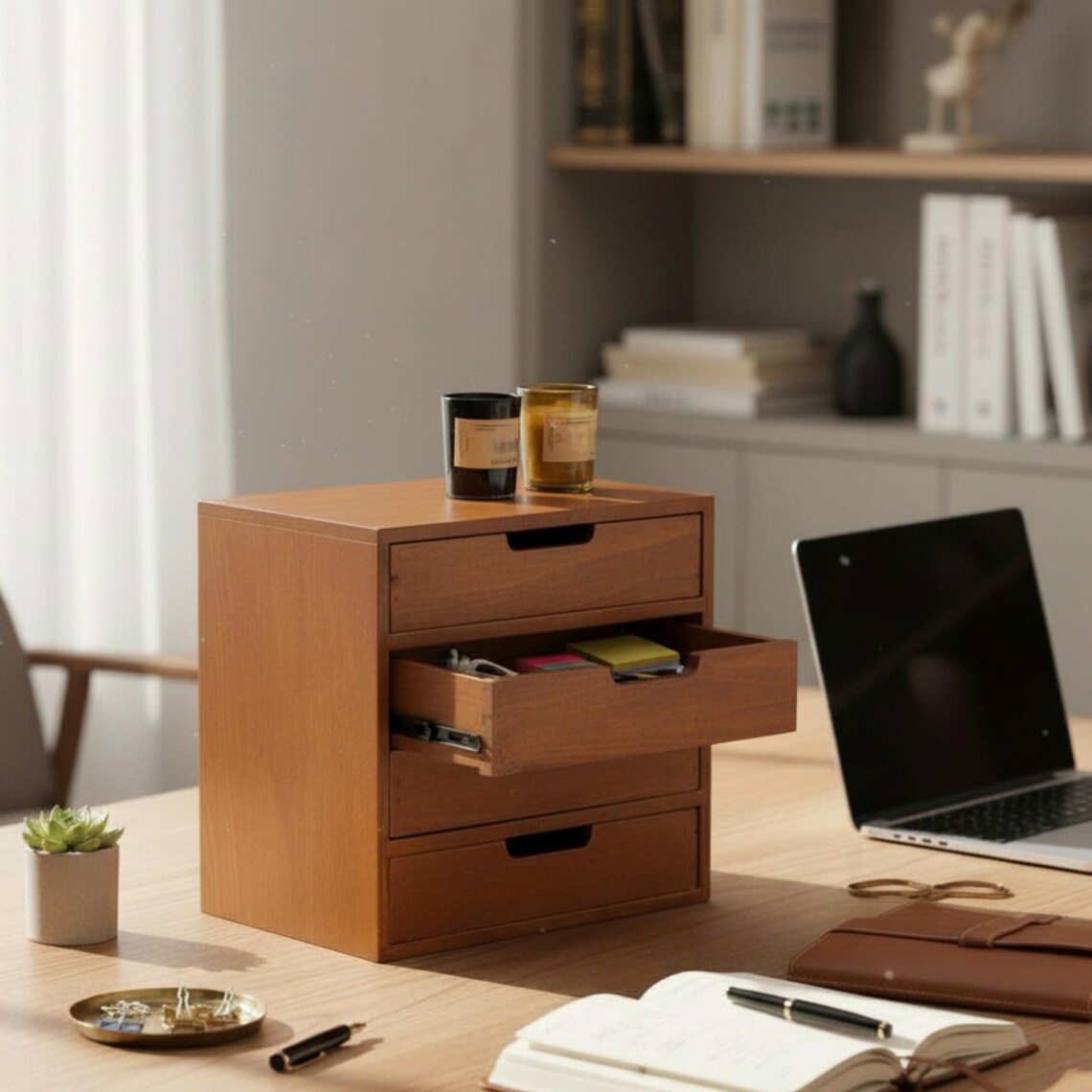Wooden Desktop Storage Cabinet | 4-drawer Organizer for Office, Bedroom ...