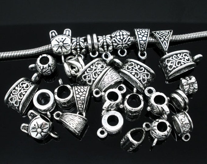 25 Silver Euro Bails Mixed Silver Tone Decorative Fancy Bail - Etsy