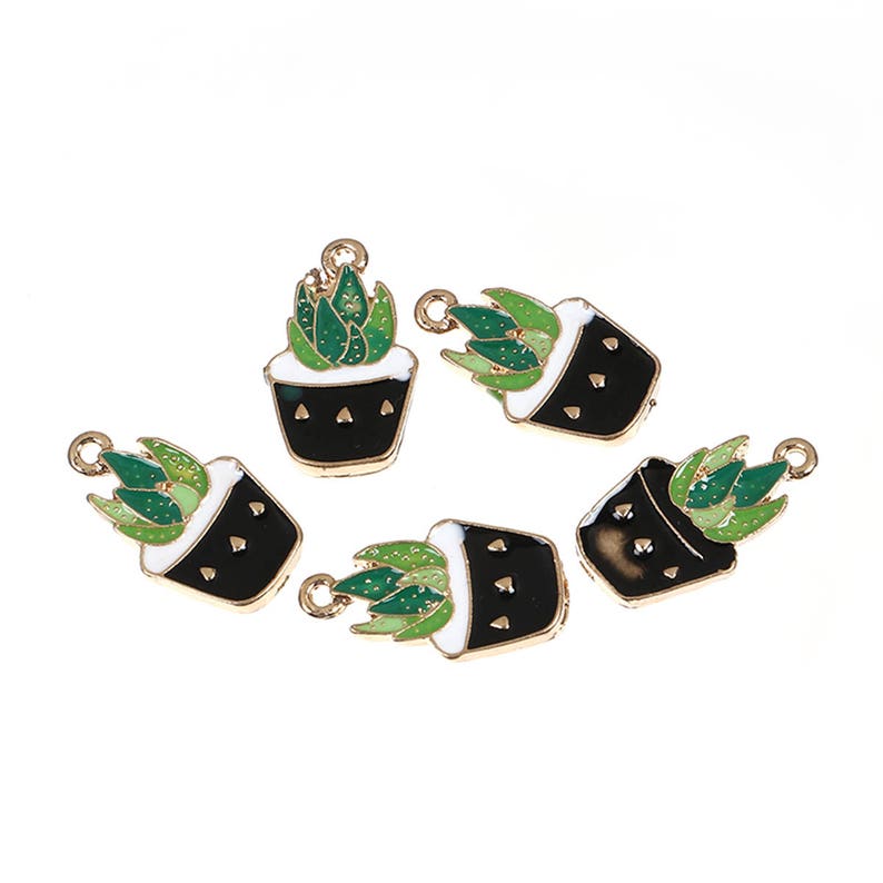 4 CACTUS Charms Enamel Floral Charms Potted Plant Charms - Etsy
