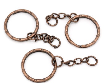 30 Bronze Key Rings With Chain for Adding Your Own Charms | Etsy