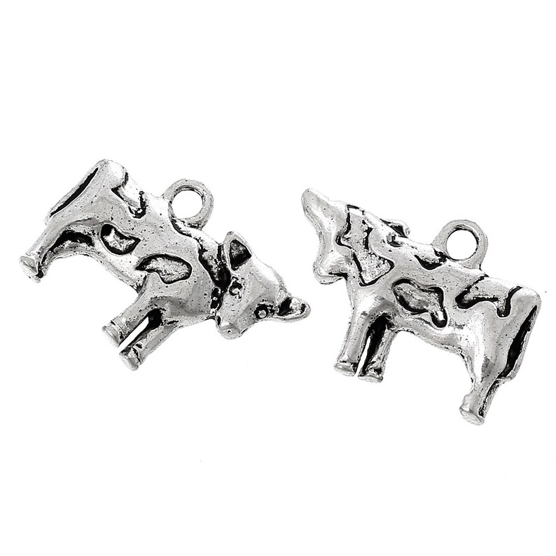 5 COW Charm Pendants Antique Silver Farm Animal Chs2099 - Etsy