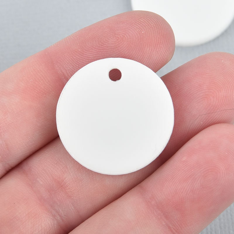 10 WHITE Acrylic 1 Circle Charms laser cut round drop charms Lca0490 ...