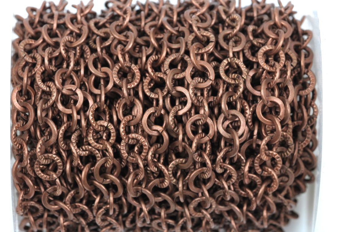 1 Yard Copper Round Textured Cable Link Chain Links Are 6mm - Etsy