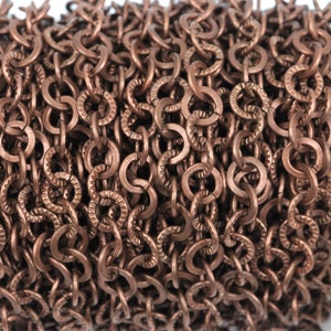 1 Yard Copper Round Textured Cable Link Chain, Links Are 6mm Fch0356a ...
