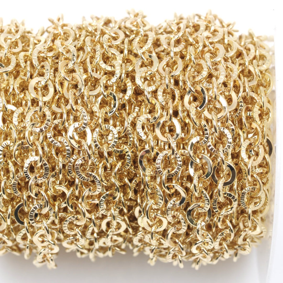 1 Yard Gold Round Textured Cable Link Chain, Links Are 6mm Fch0355a - Etsy