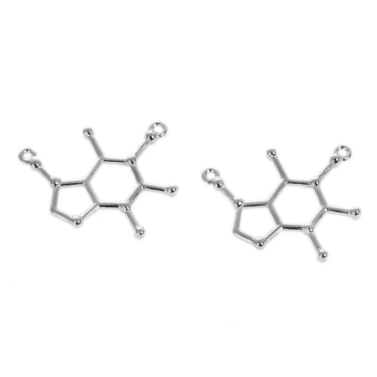 5 CAFFEINE Molecule Chemistry Charms Silver Tone Charm Pendants Science ...