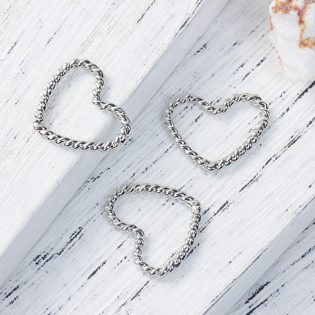 10 Heart Charms Silver Rope Heart Charms OPEN HEART Charm - Etsy