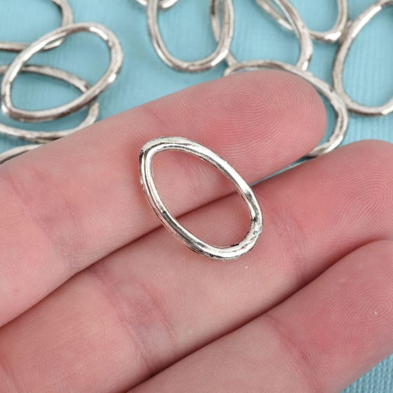 10 Silver Oval Wavy Rings Oval Connector Links Soldered Ring | Etsy