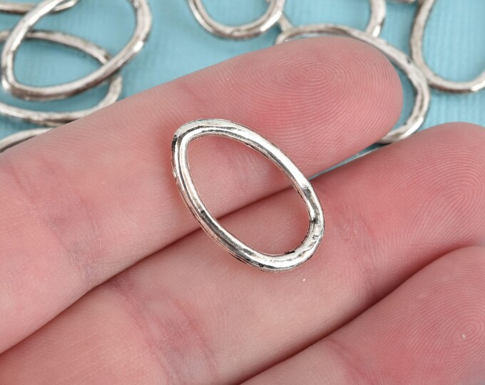10 Silver Oval Wavy Rings Oval Connector Links Soldered Ring - Etsy