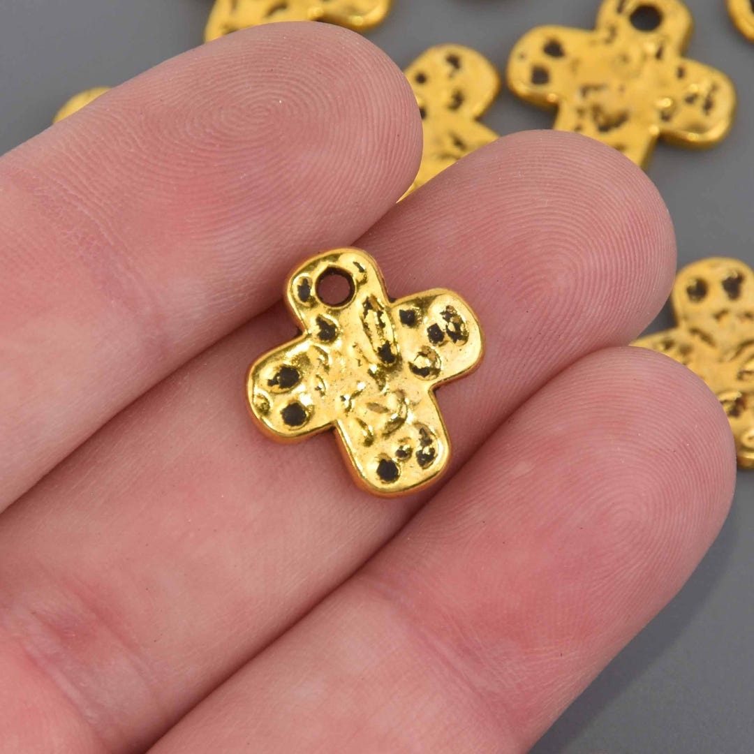 Gold Orthodox Cross Charms, Hammered Metal, 17mm, Chs8615 - Etsy