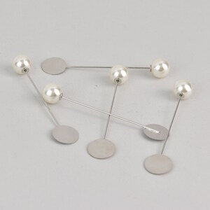5 Pearl Stick Pins, Brooch Pins, Fits 15mm Round Pad, Fin1056 - Etsy