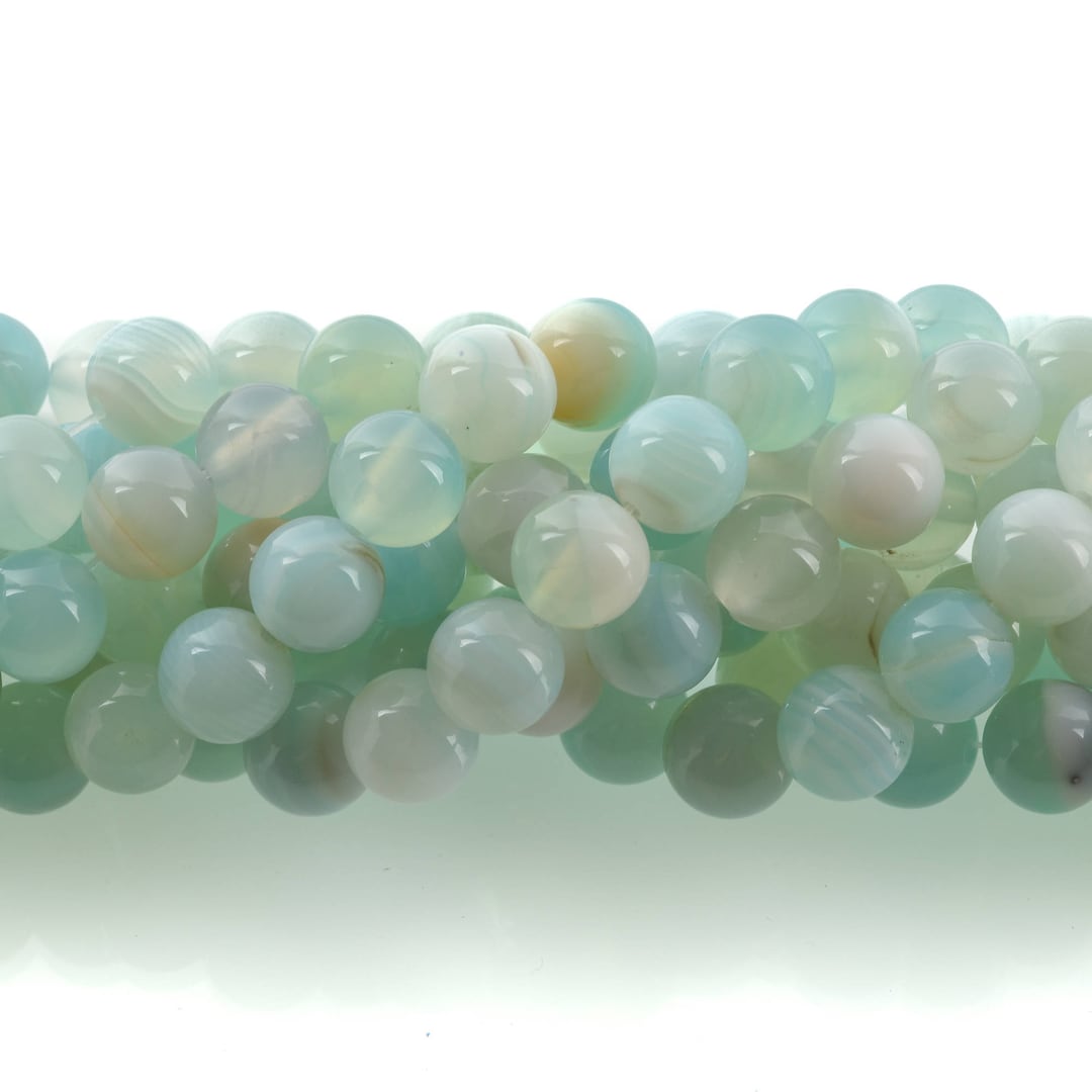 8mm Round BLUE GREEN AGATE Beads, Smooth, Full Strand, 46 Beads ...