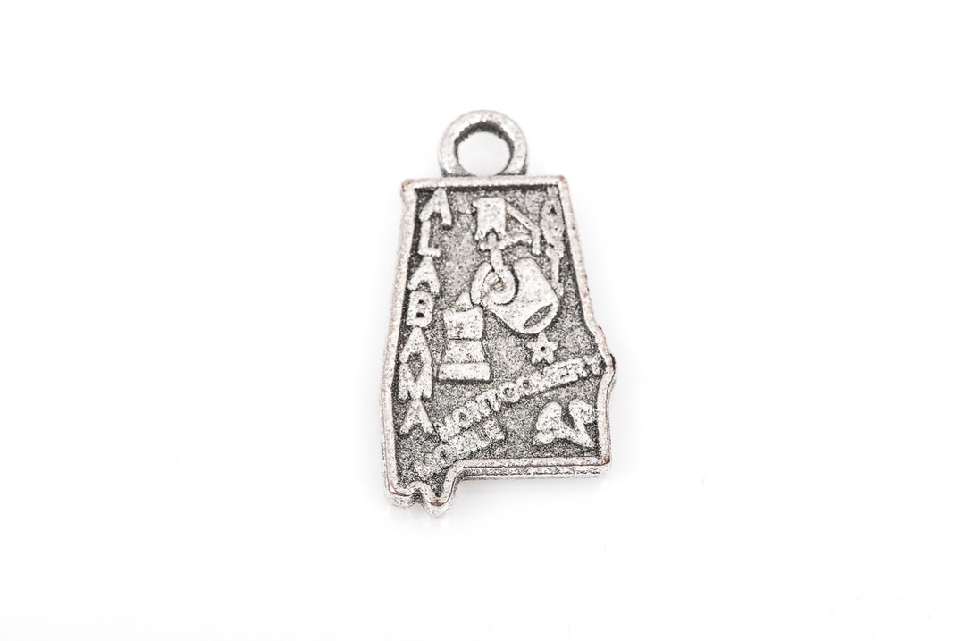 8 ALABAMA STATE Cutout Charm Pendants, Textured Silver Tone Metal ...