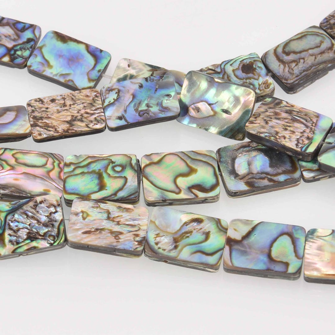 18mm Abalone Shell Beads, Flat Smooth Rectangle, Double Sided, 16 ...