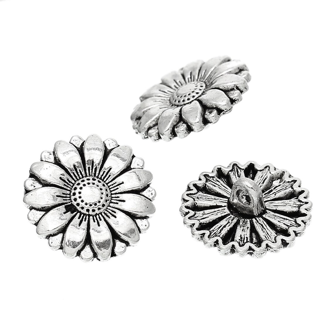 6 Silver Metal FLOWER Shank Buttons for Jewelry Making - Etsy