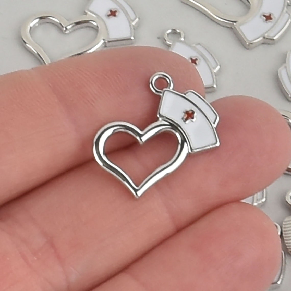 10 NURSE HAT Heart Charms Silver 20mm Chs5701 - Etsy