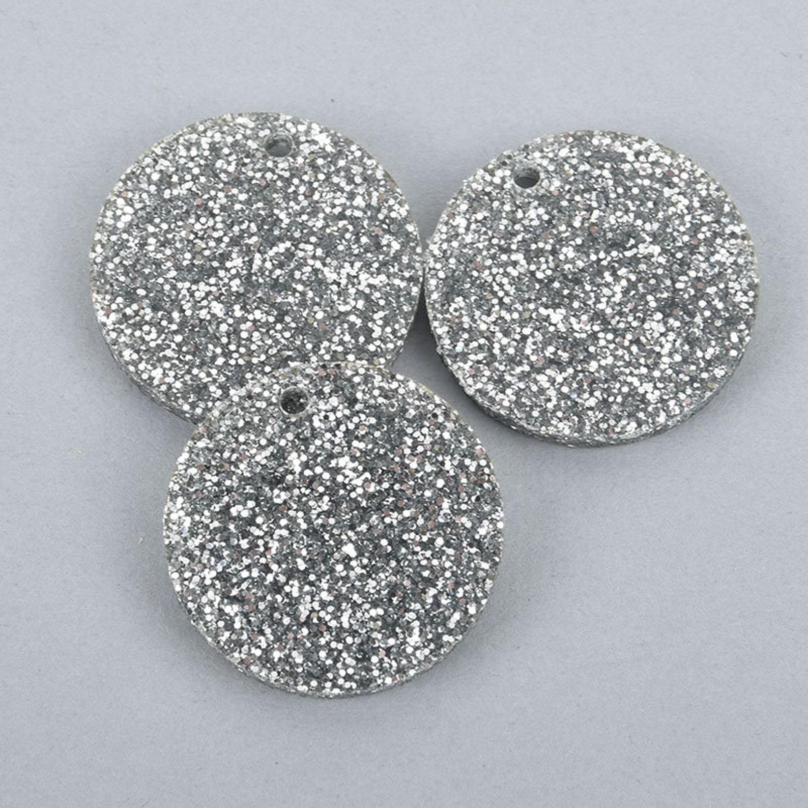 10 SILVER GLITTER 1" CIRCLE Keychain Blanks 1" Laser Cut Acrylic Blanks ...