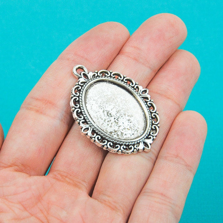 6 Picture Frame Charm Pendant Blank for Cameo . Tibetan Silver | Etsy