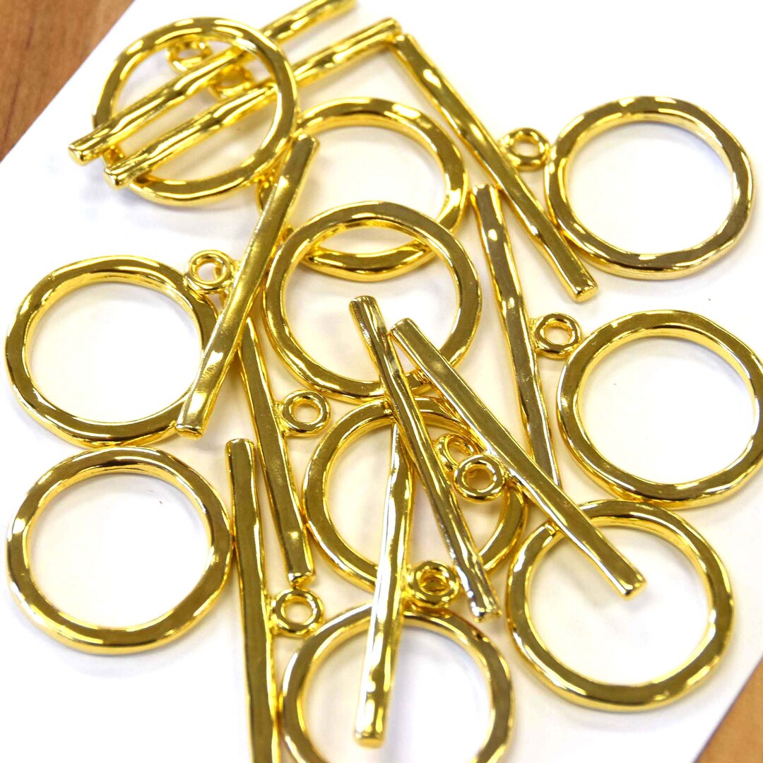 5 Sets Bright Gold Toggle Clasps, Large Hammered Metal, Fcl0513 - Etsy