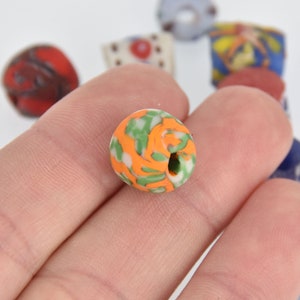 12mm Round Barrel Ceramic Glass Beads, Handpainted Matte Multicolor, 10 ...