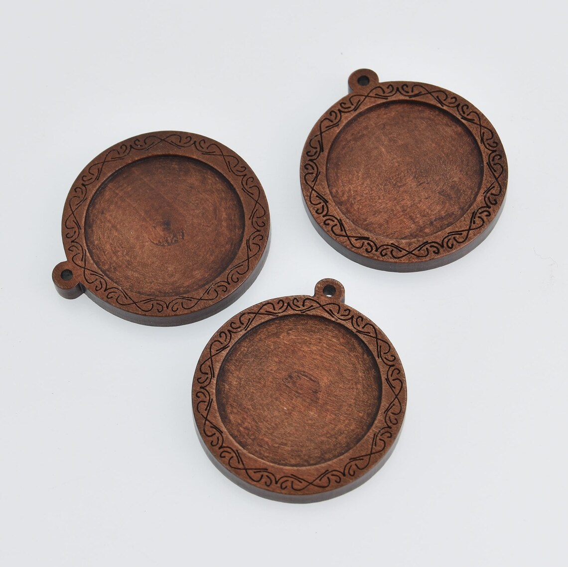 5 Wood Bezel Charms Tray Fits 30mm Cabochons Scroll Chs6940 - Etsy