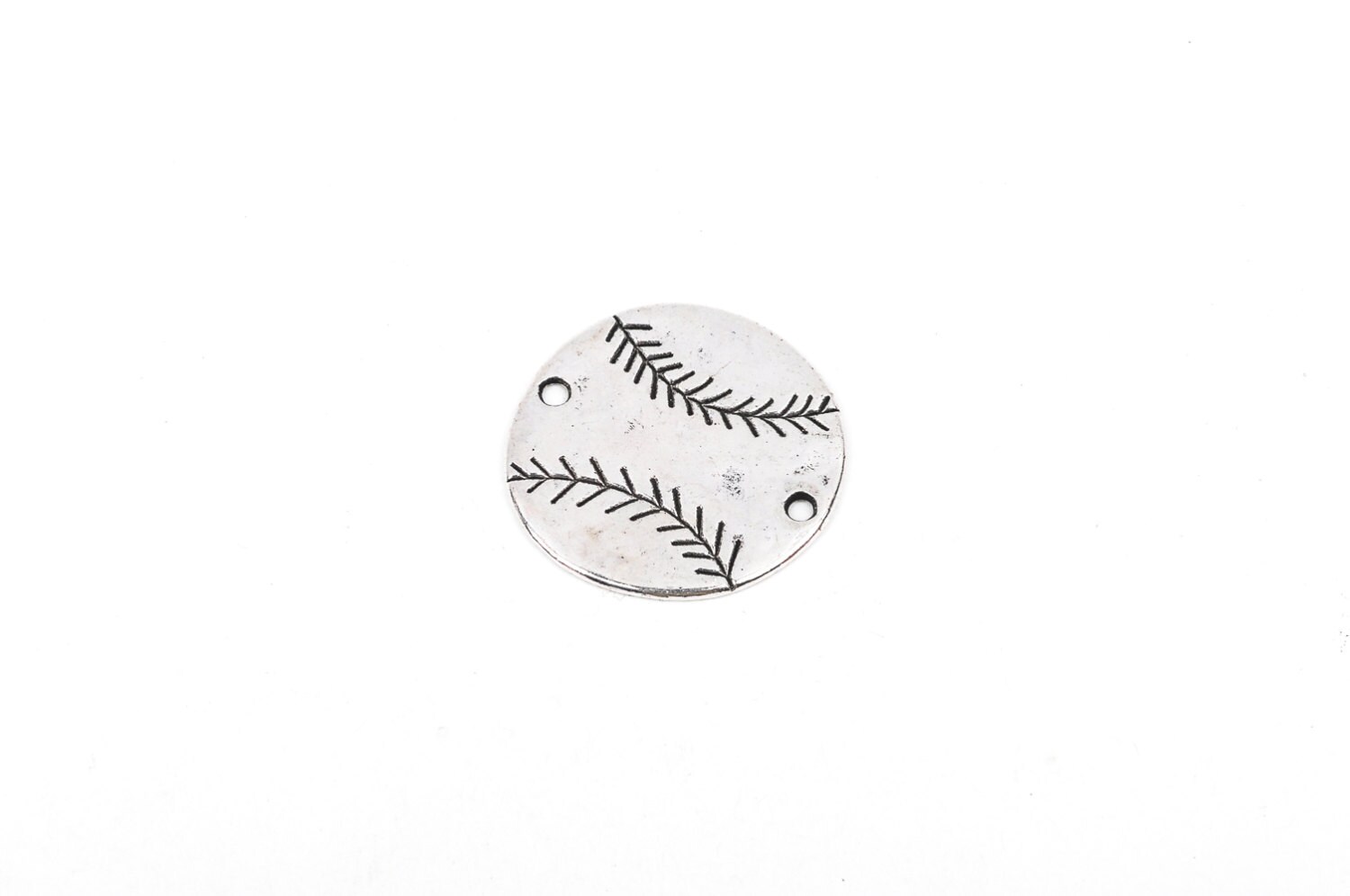 4 Silver Oxidized BASEBALL Connector Link Charms Stamping - Etsy