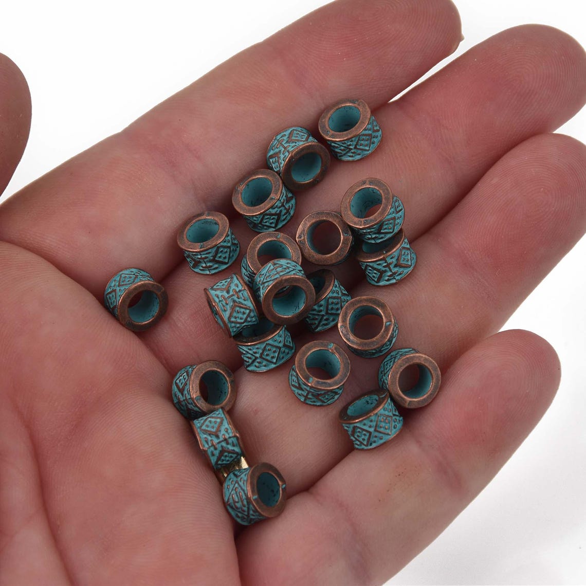 Blue Verdigris Patina Copper Beads, Barrel 8x6mm Metal, Bgl2107 - Etsy