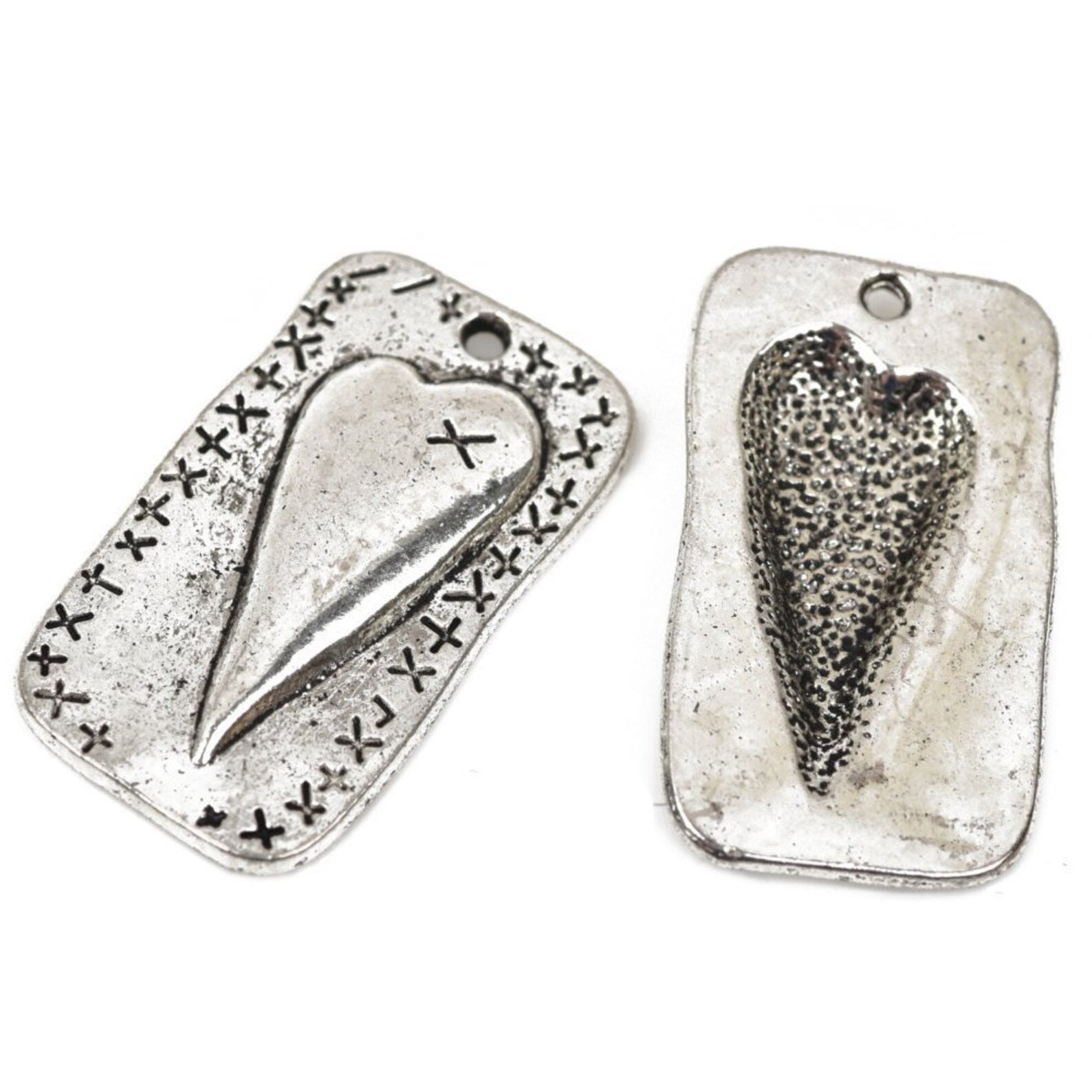 10 MENDED HEART Charm Pendants, Silver Metal, Broken Heart Charms ...