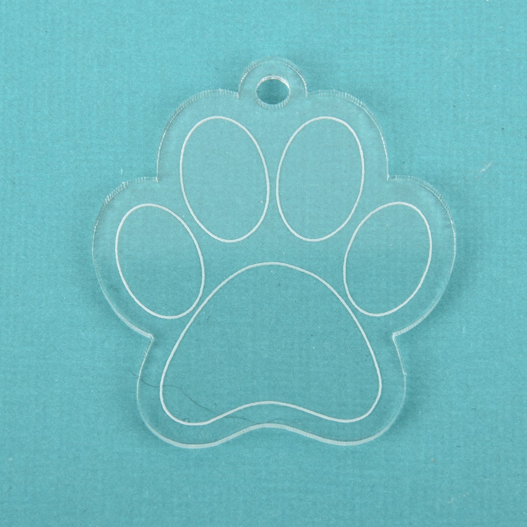 5 Clear PAW PRINT Acrylic Blanks 2" Laser Cut Engraved Design Lca0563 ...