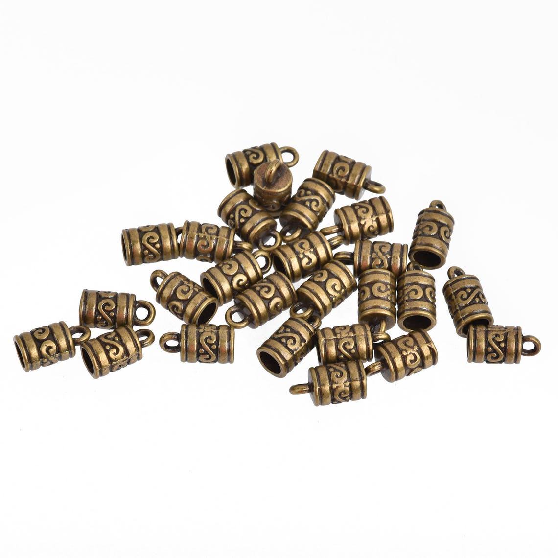 20 Bronze End Caps for Tassel Jewelry Leather Cord End Tassel Bead Caps ...