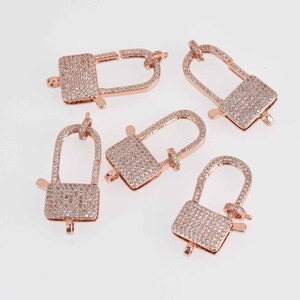 Rose Gold Micro Pave Lock Clasp, Carabiner 33mm Fcl0422 - Etsy
