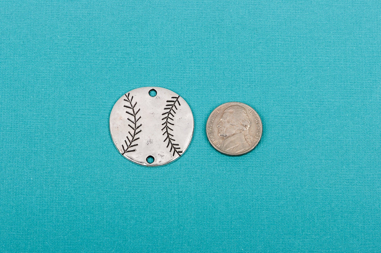 4 Silver Oxidized BASEBALL Connector Link Charms Stamping - Etsy