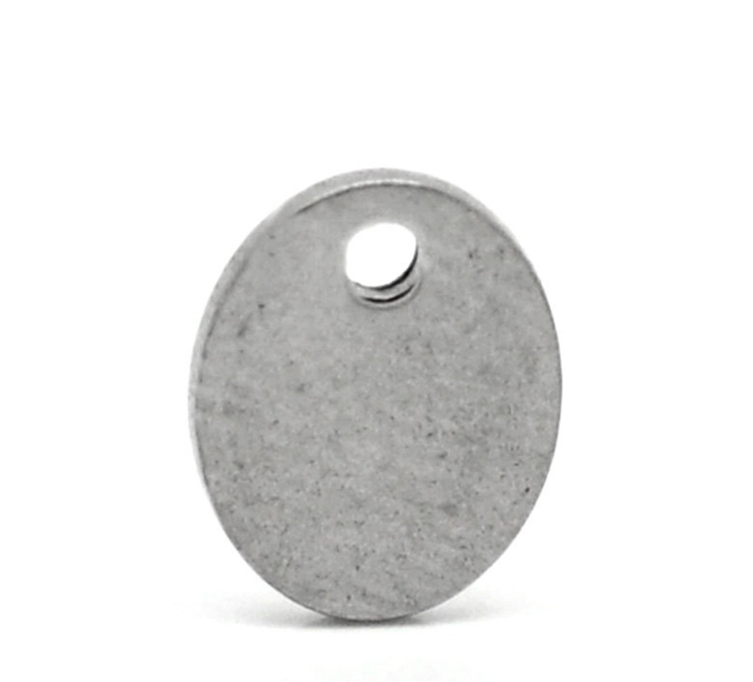 50 Stainless Steel Metal Stamping Blanks Charms, Small 9mm X 7mm OVAL ...