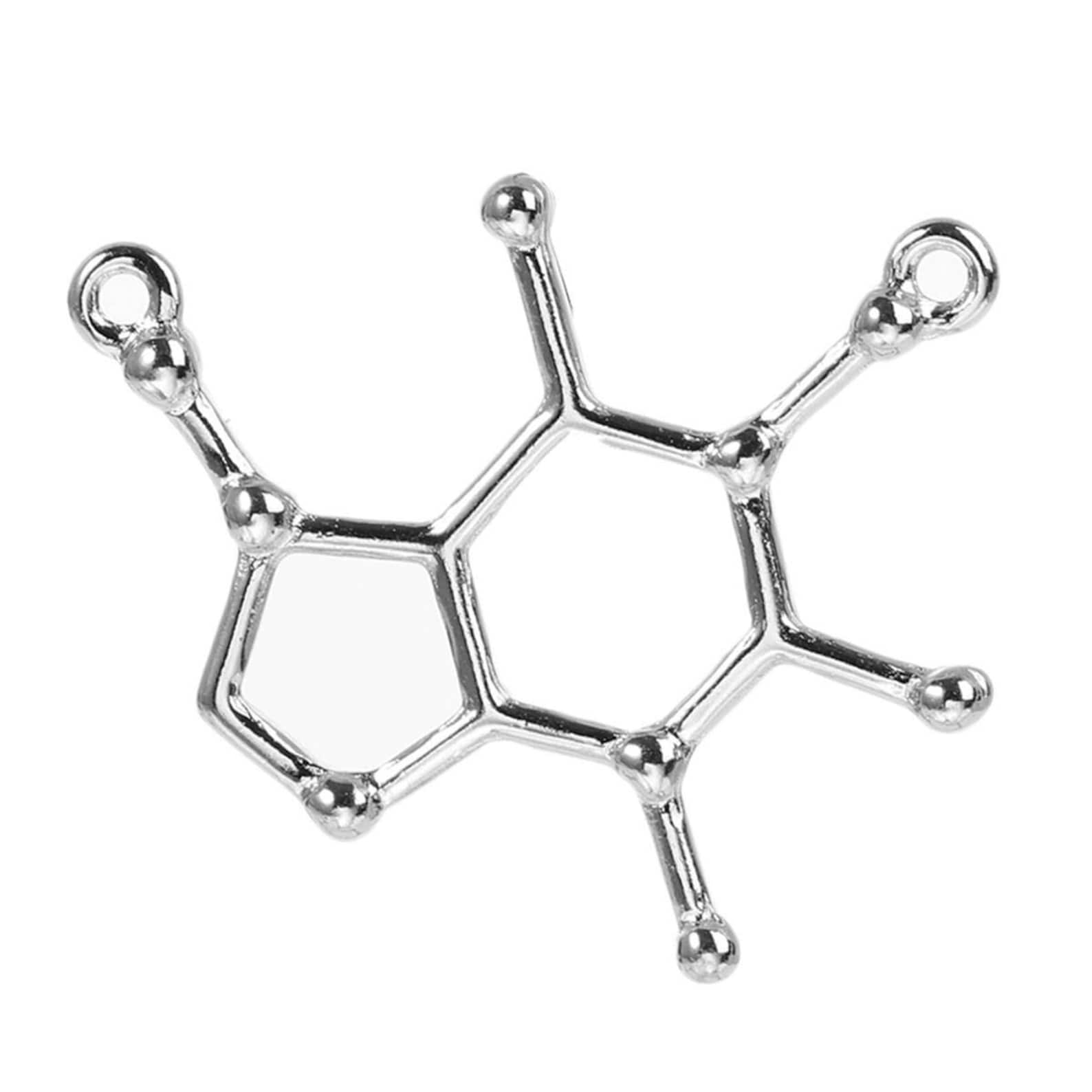 5 CAFFEINE Molecule Chemistry Charms Silver Tone Charm Pendants Science ...