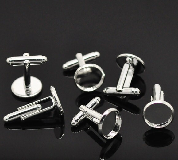 10 Cuff Link Blanks Silver Plated Bezel Tray Blanks Fits | Etsy