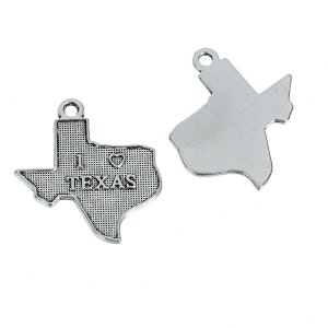 10 I LOVE TEXAS Charms, Texas State Cutout Charm Pendants, Map Charms ...