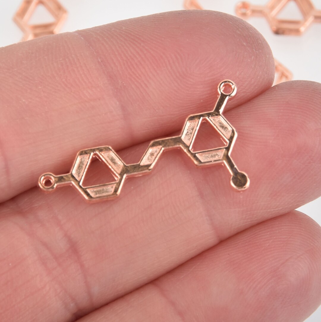 5 RESVERATROL Red Wine Molecule Chemistry Charms, ROSE GOLD Charm ...