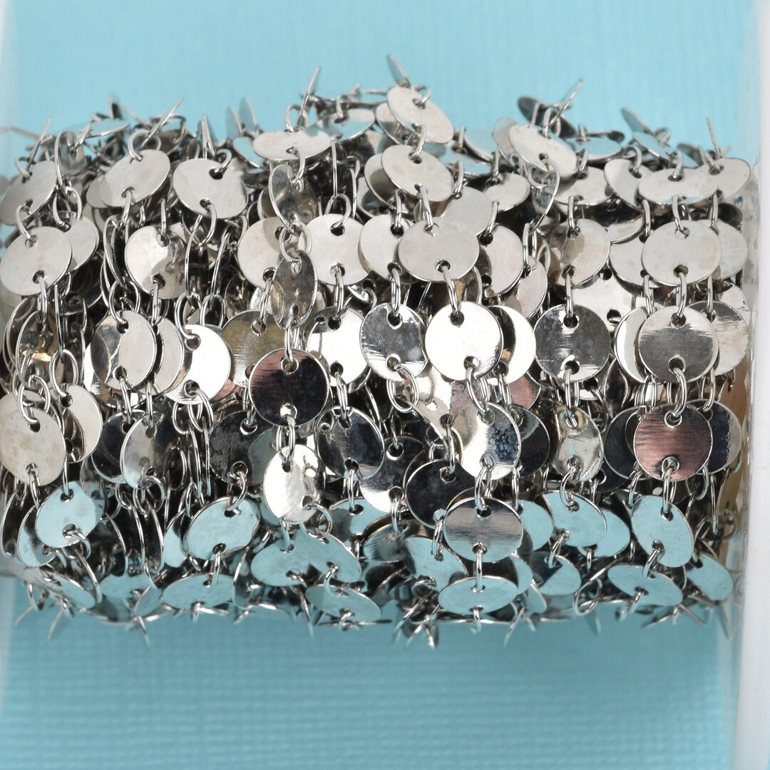 1 Yard SILVER DISC Chain, Sequin Chain, Curb Link Chain, Brass Chain ...