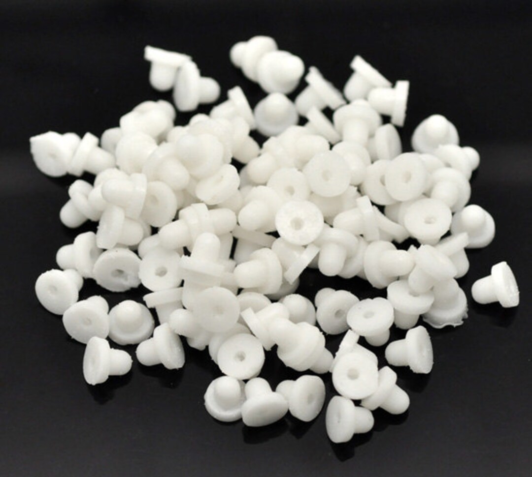 50 White Tube Rubber EARRING BACKS, Stoppers, 6x6mm (25 Pairs) Fin0410 ...