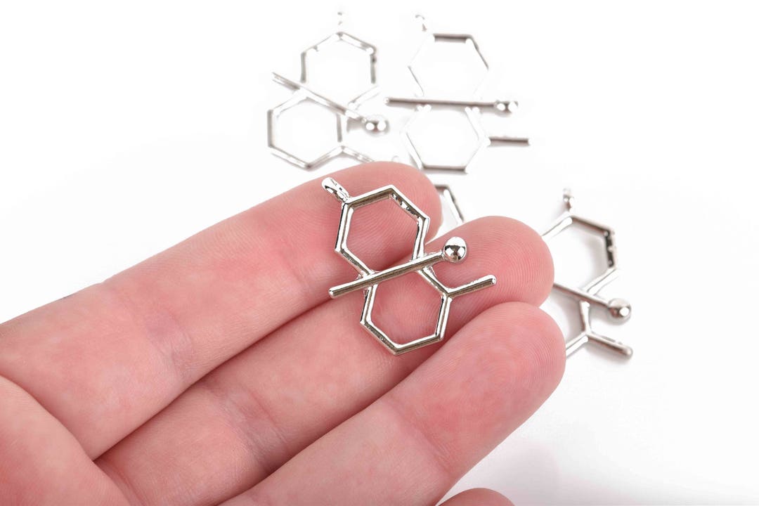 5 GEOSMIN Molecule Chemistry Charms, PETRICHOR, Silver Tone Charm ...