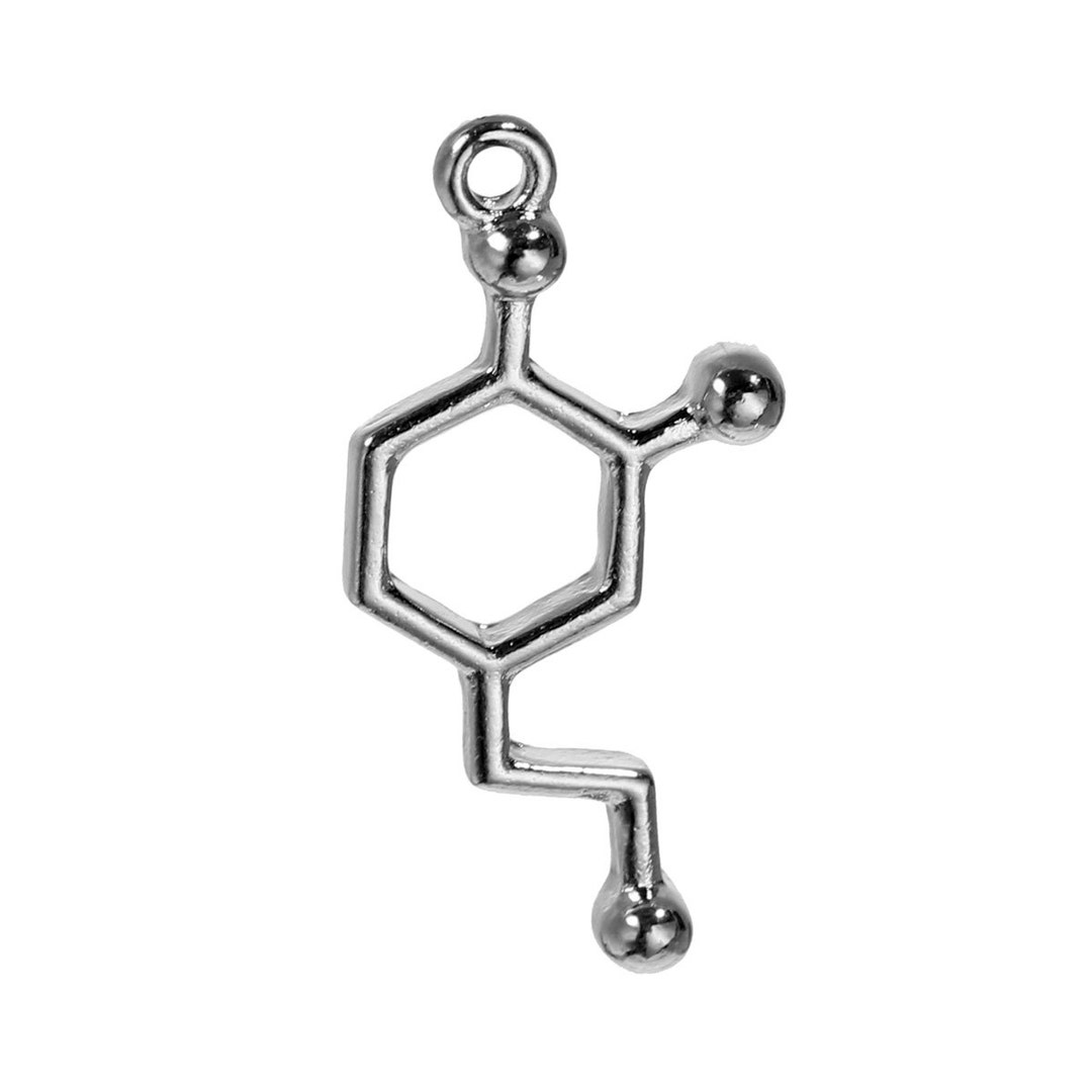 5 DOPAMINE Chemistry Charms, Silver Tone Charm Pendants, Science Charms ...