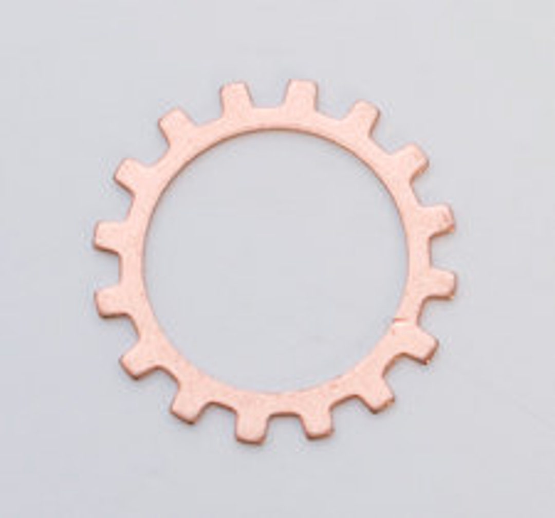 8 SMALL COPPER Gear Cog Design Metal Charm Tags, 24 Gauge 3/4" MSB0114 ...