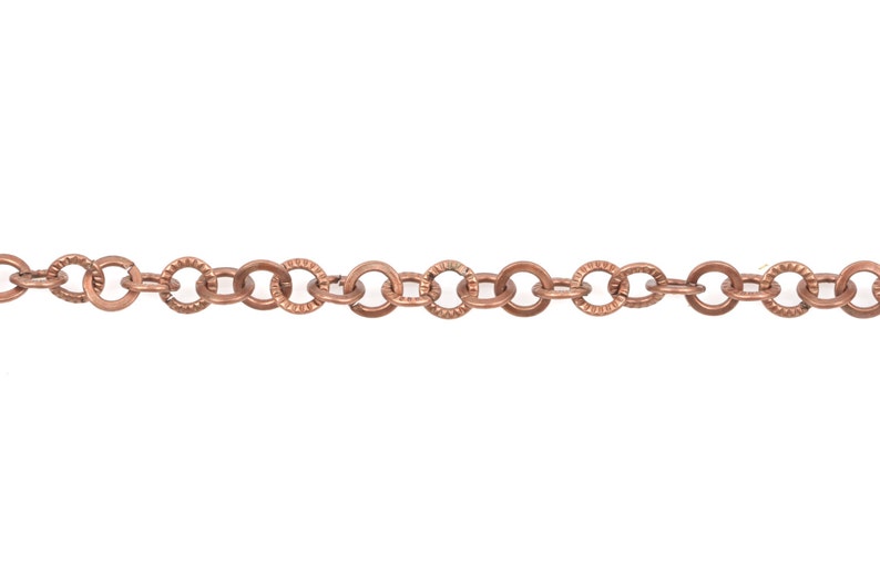 1 Yard Copper Round Textured Cable Link Chain Links Are 6mm - Etsy
